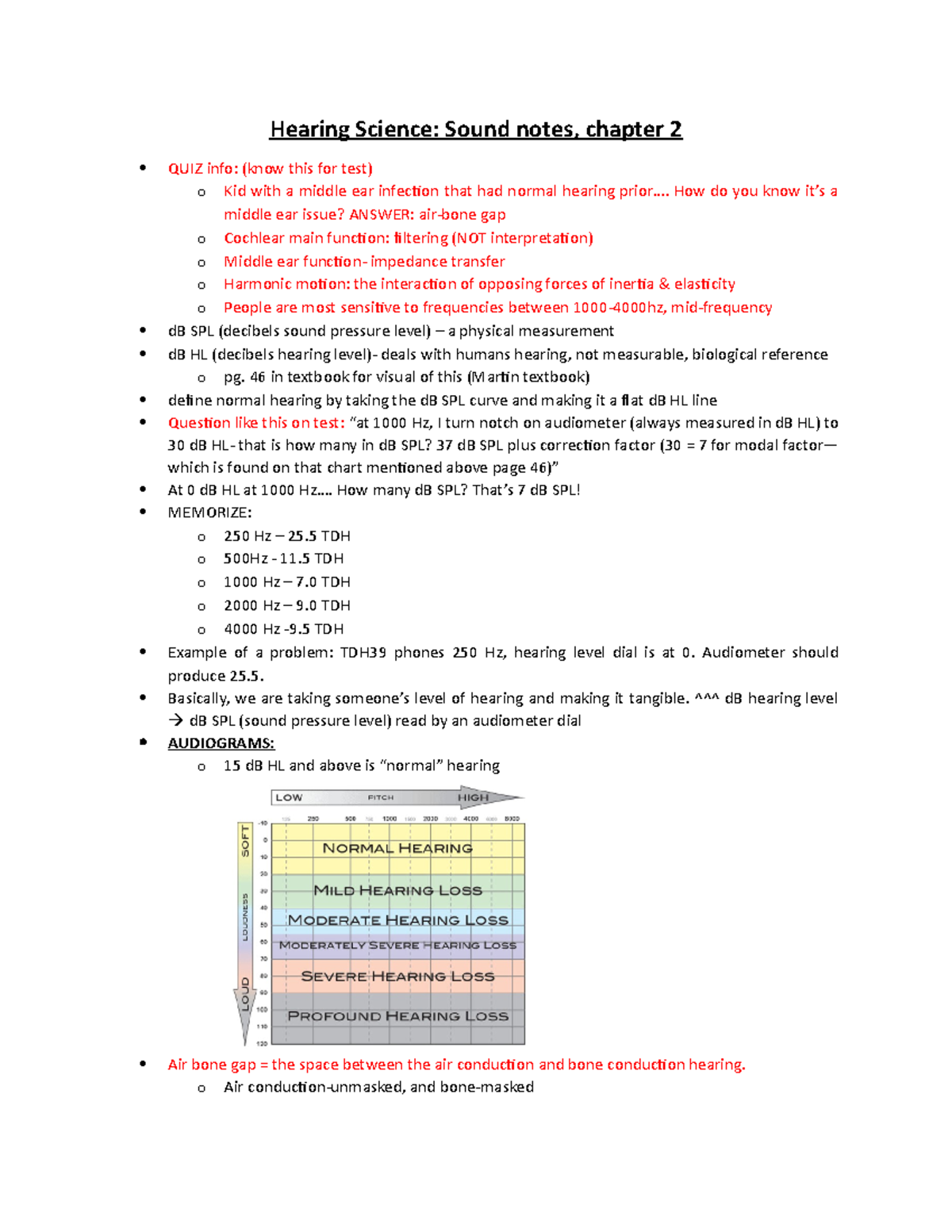 Hearing Science NOtes for test 1 - Hearing Science: Sound notes ...