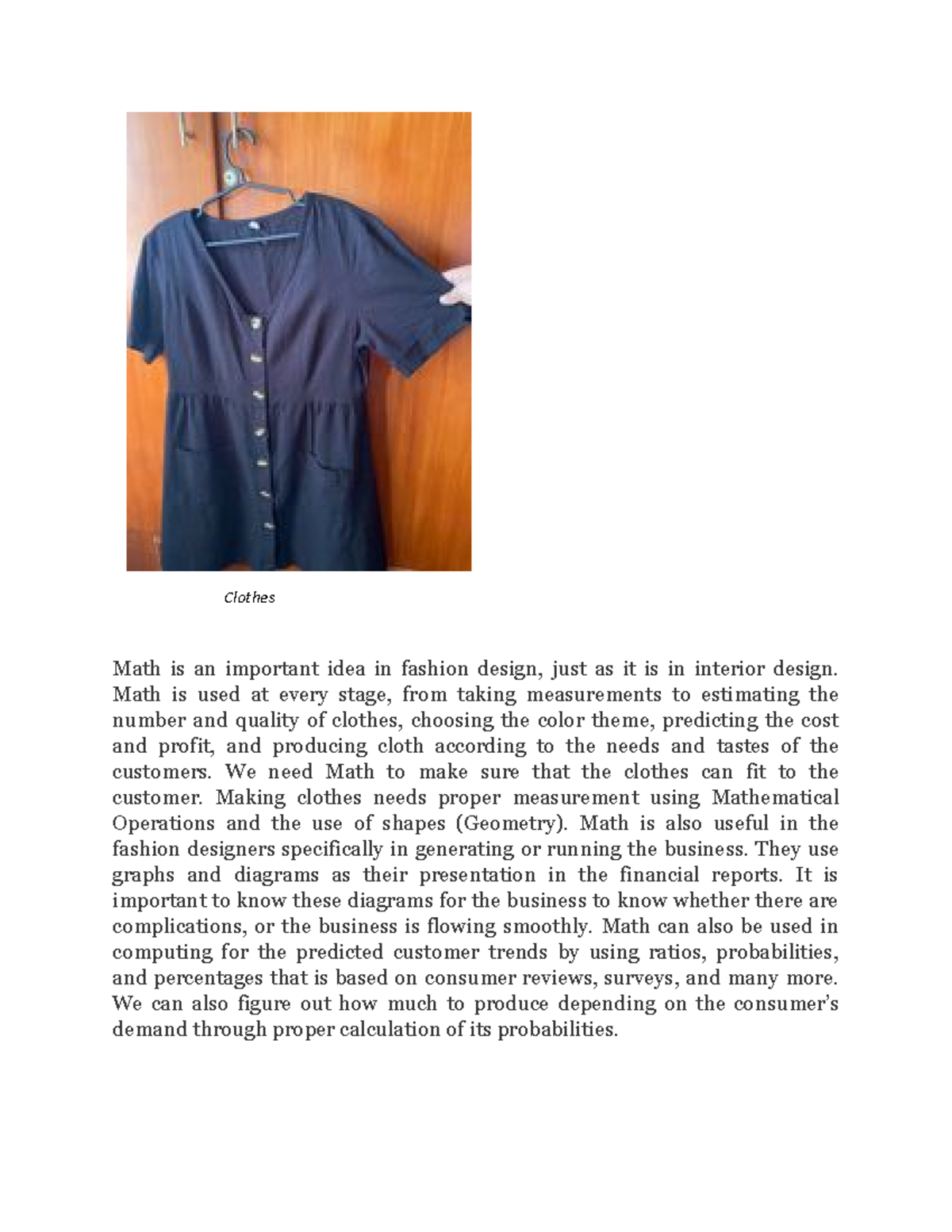 pic in mathematics in the modern world - Clothes Math is an important ...