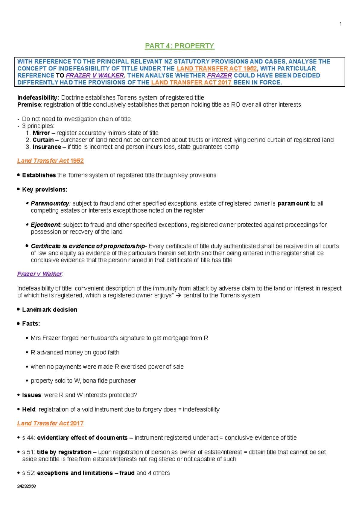Sample/practice exam 2 July 2019, questions and answers - 1 PART 4 ...