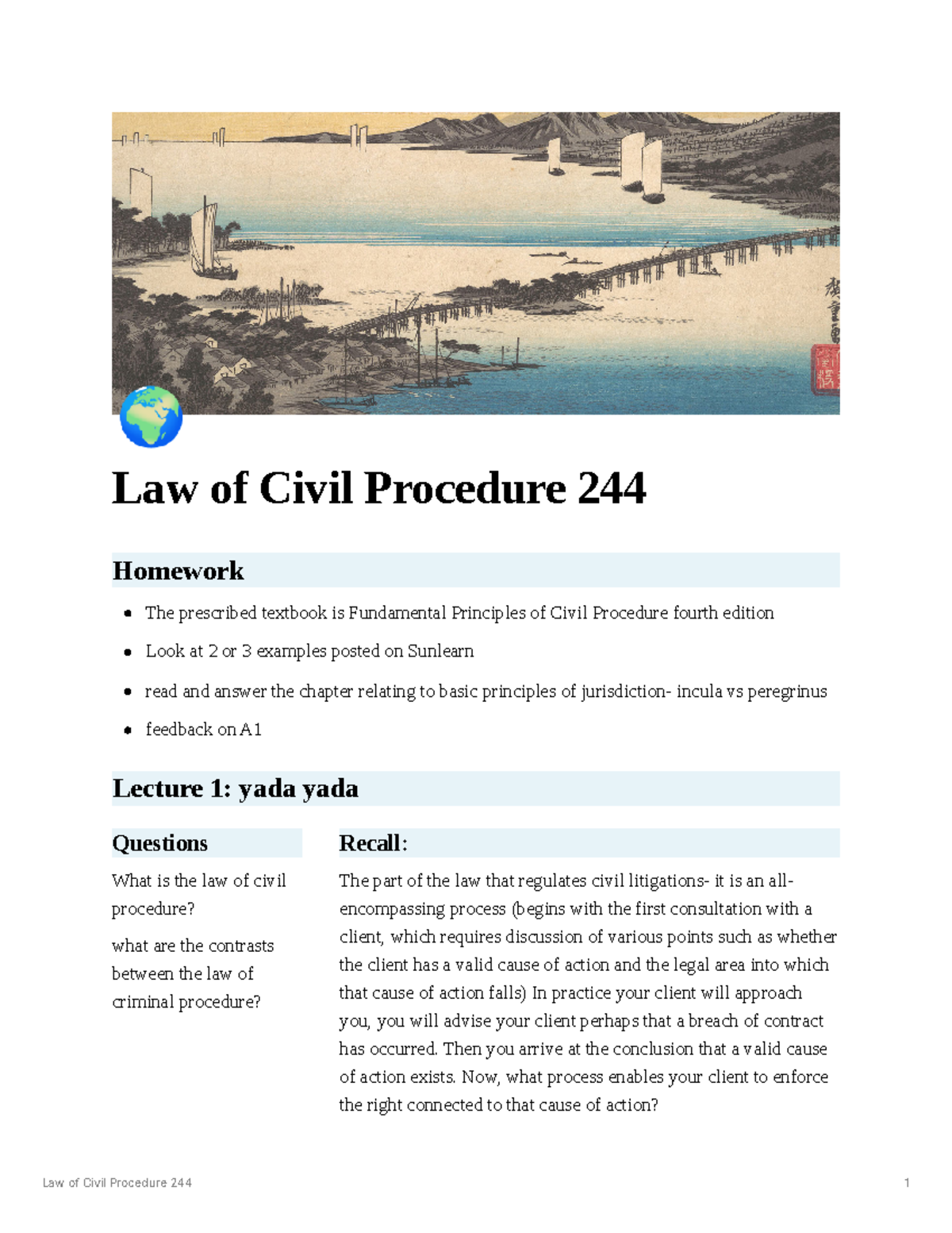 Law of Civil Procedure 244 notes - 🌍 Law of Civil Procedure 244 ...