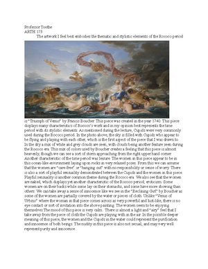 Art History Week 2 - Week 2 lecture notes - Art History Week 2 The 18th ...
