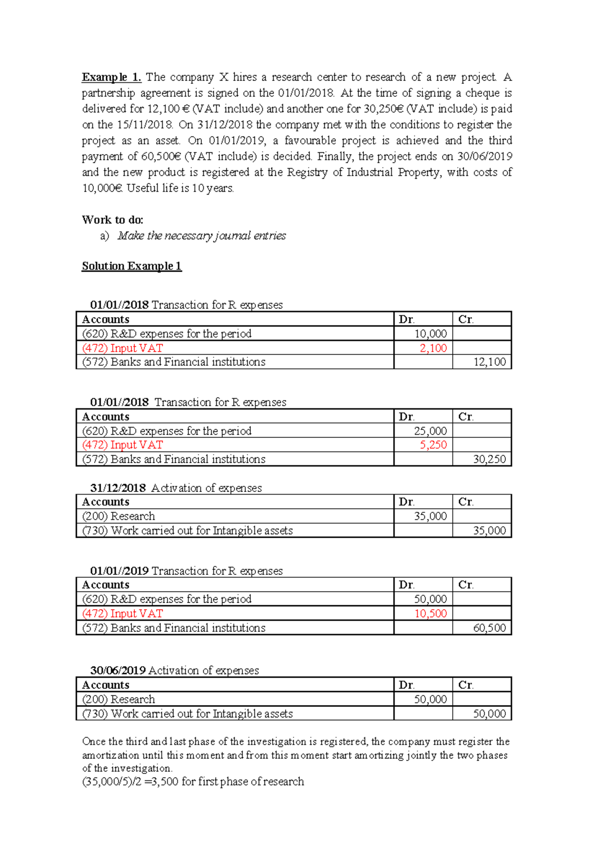 Examples topic 2 SOL - Example 1. The company X hires a research center ...
