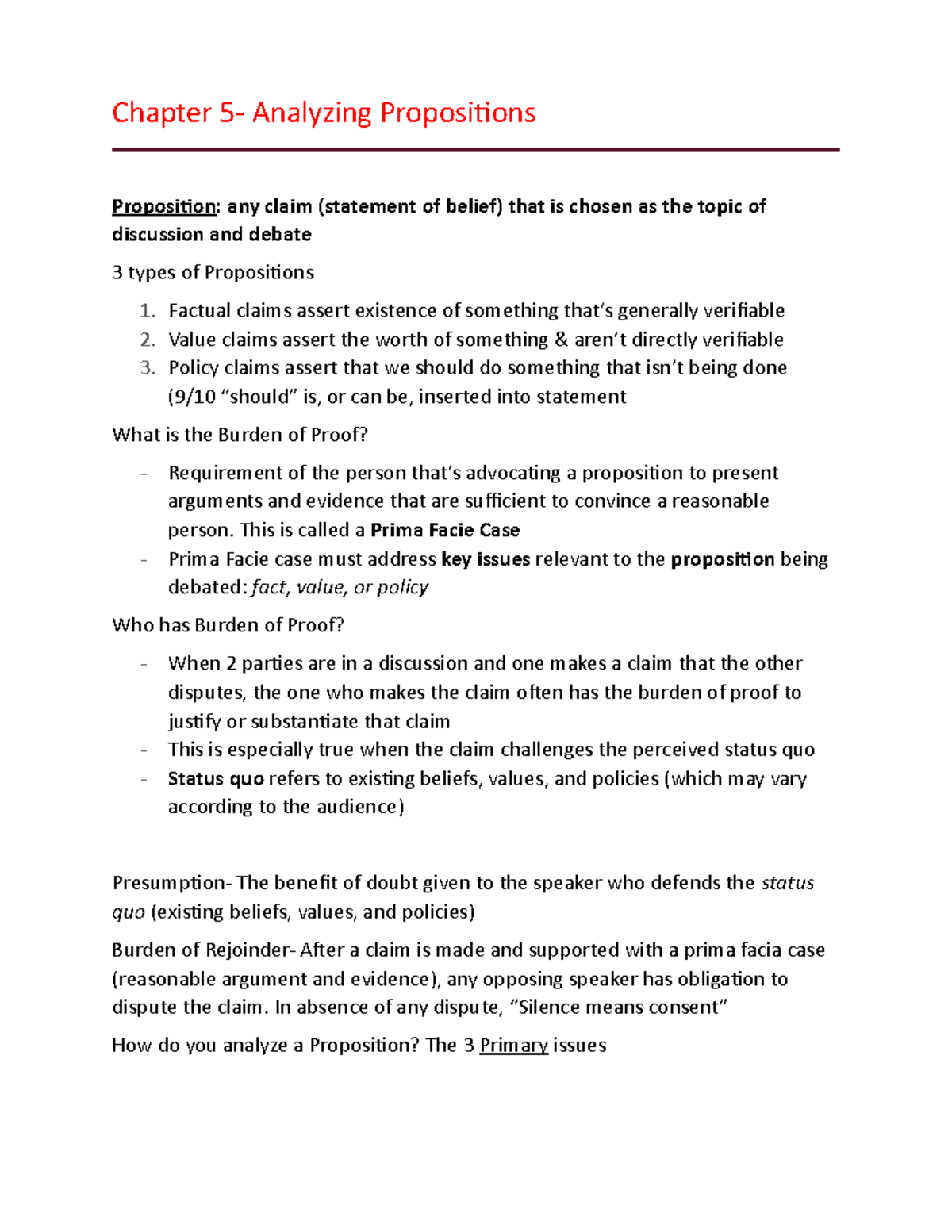 Chapter 5,7, and evidence type - Chapter 5- Analyzing Propositions ...
