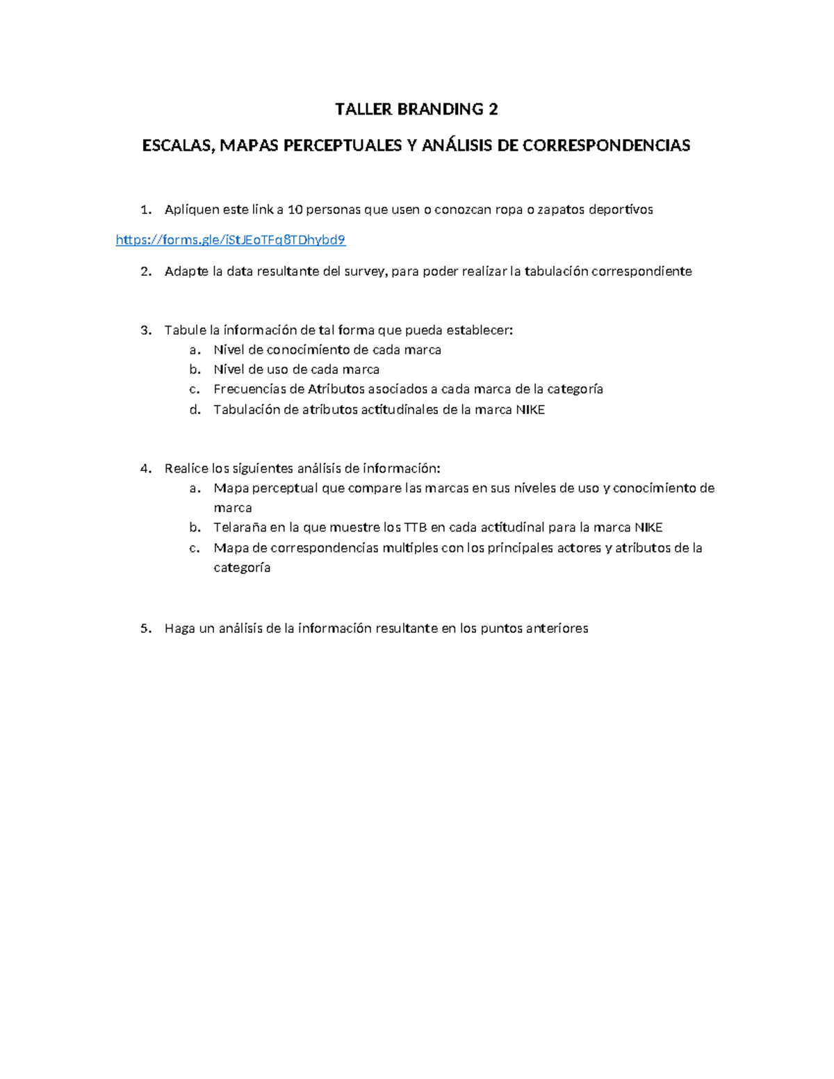 Taller escalas - asdas - TALLER BRANDING 2 ESCALAS, MAPAS PERCEPTUALES ...