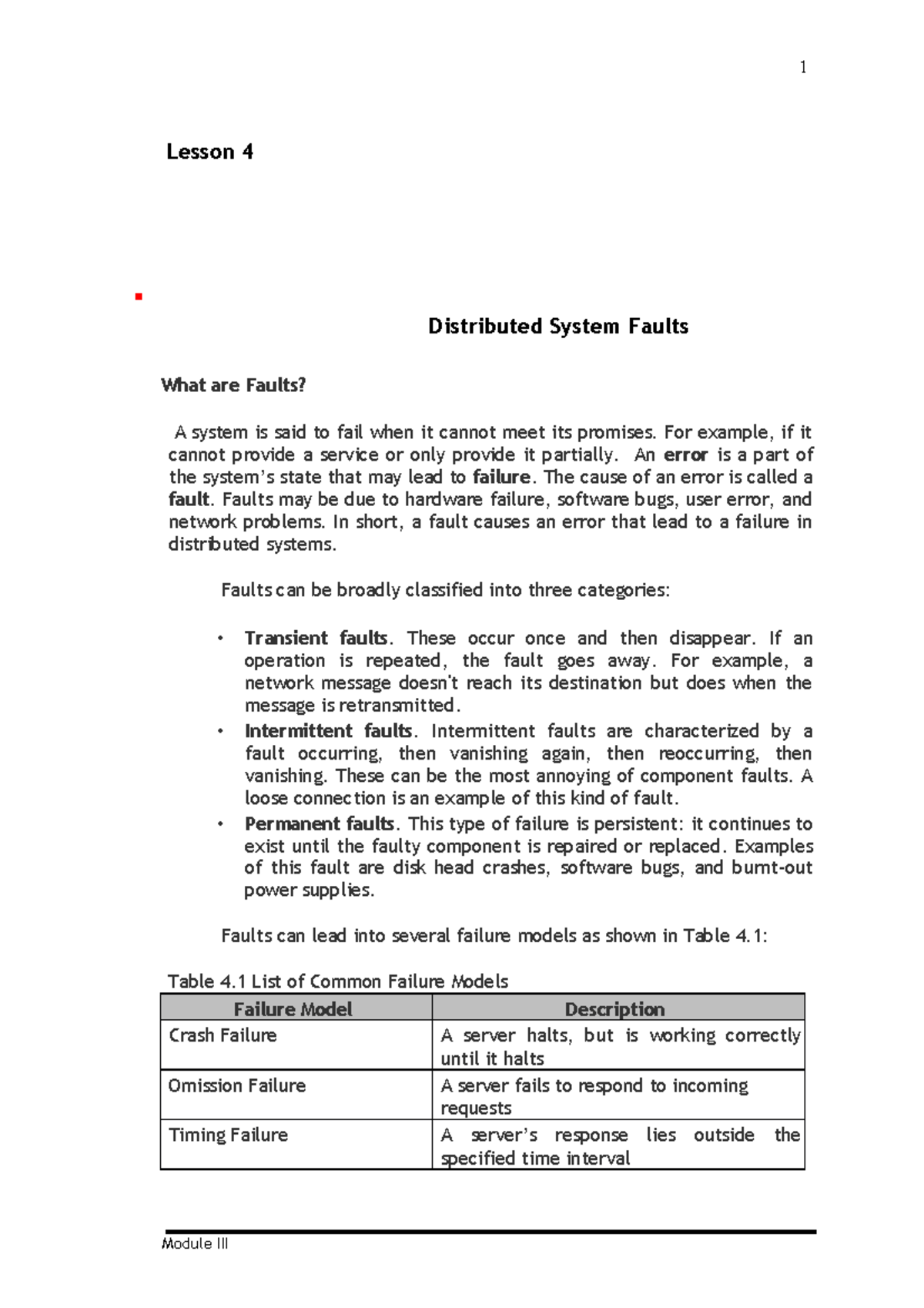 Distributed System Faults Lesson 4 Distributed System Faults What Are
