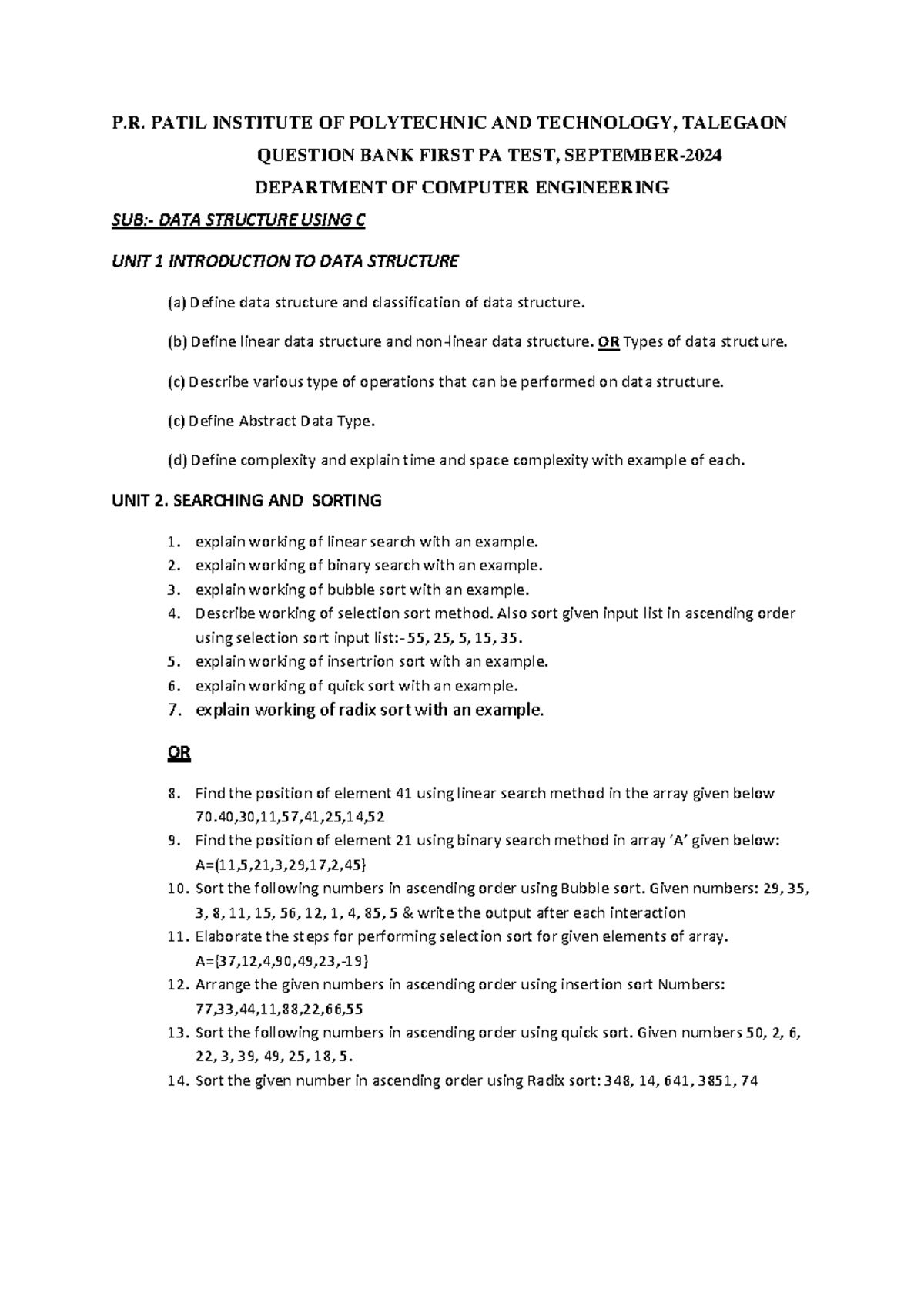 DSU - notes - P. PATIL INSTITUTE OF POLYTECHNIC AND TECHNOLOGY ...