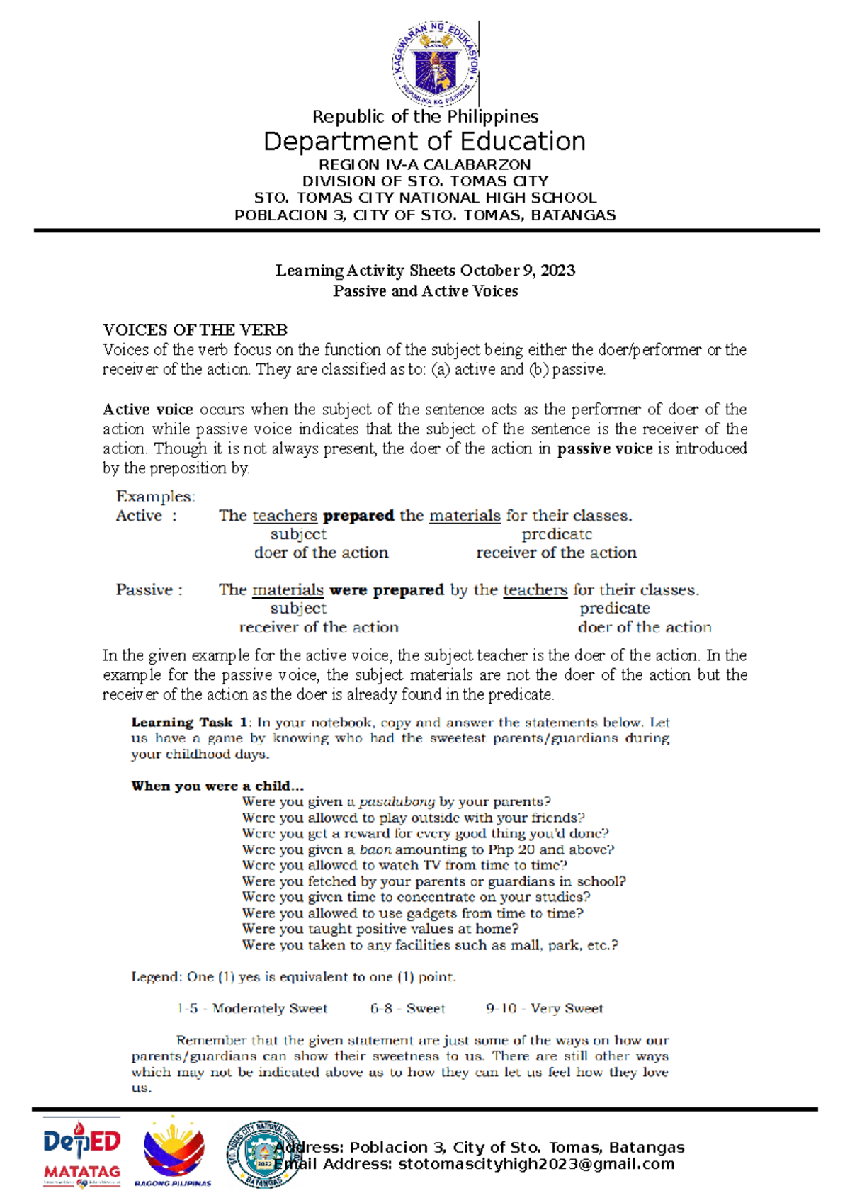 LAS English 7 10-9-2023 - Learning Activity Sheets October 9, 2023 ...