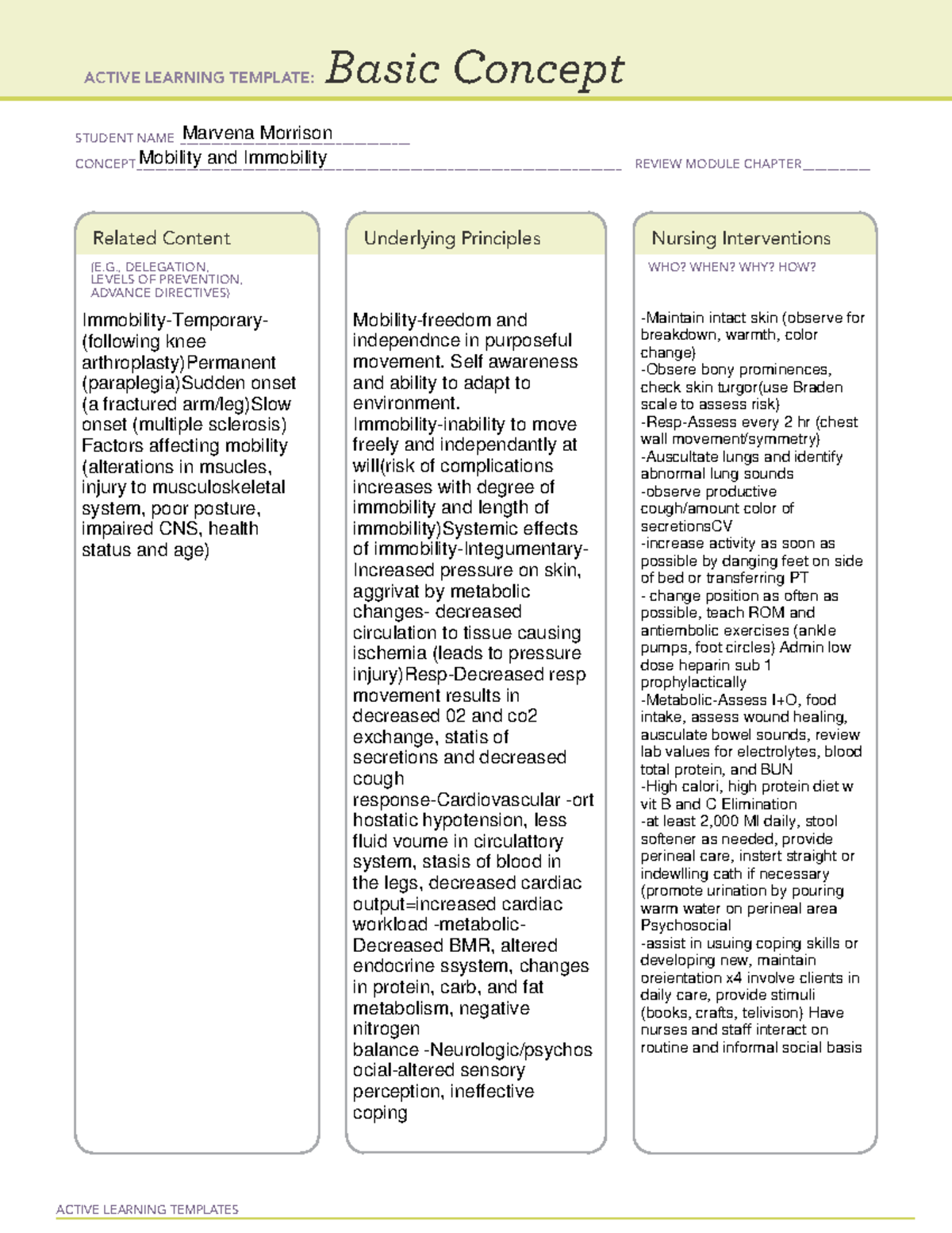 Basic Concept mobility - NUR 355 - ACTIVE LEARNING TEMPLATES Basic ...
