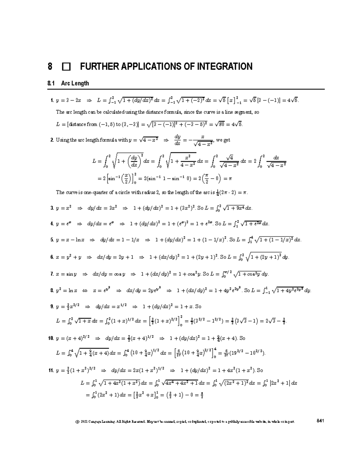 8 Chapter - what is it - 8 FURTHER APPLICATIONS OF INTEGRATION 8 Arc ...
