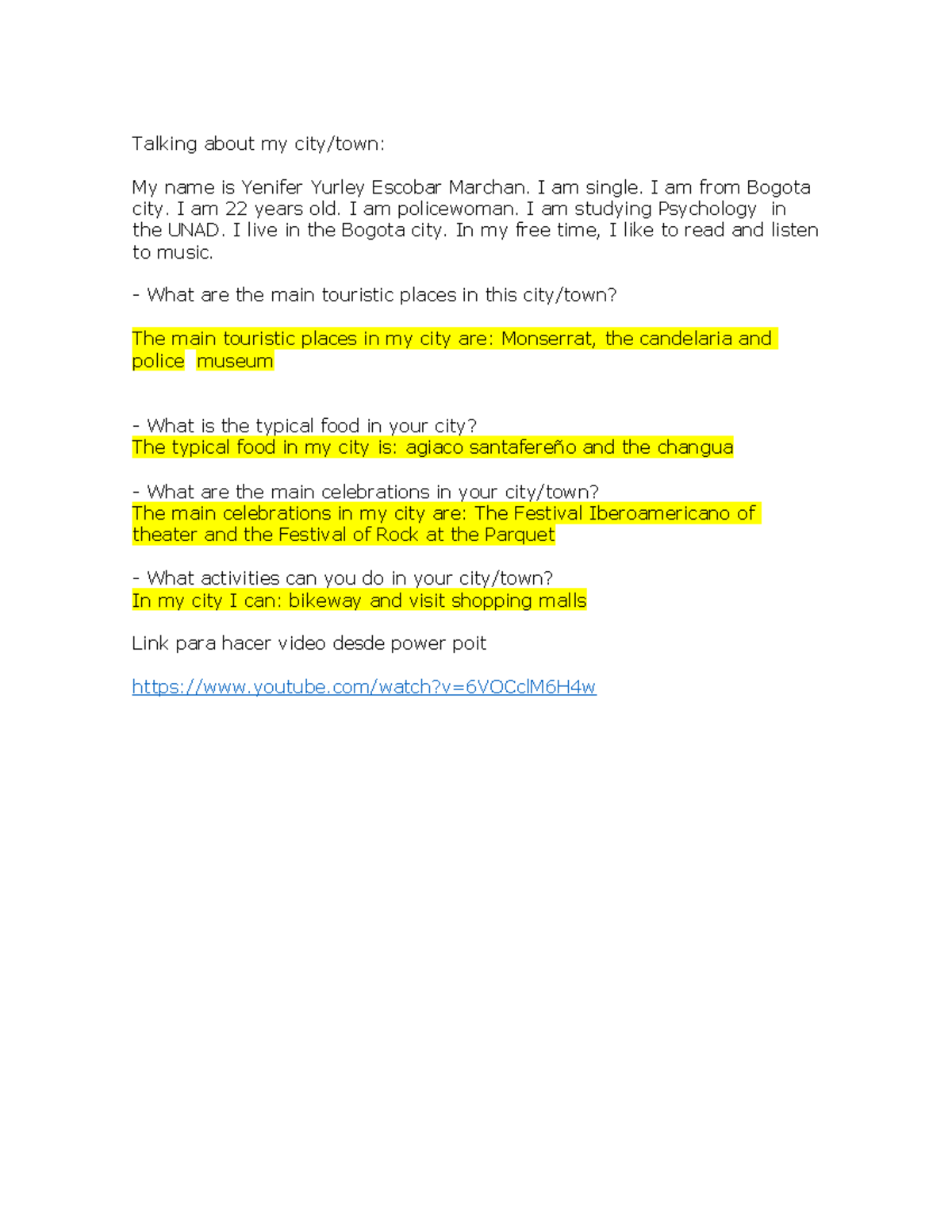 Talking about my city - presentación de turismo - Talking about my city ...