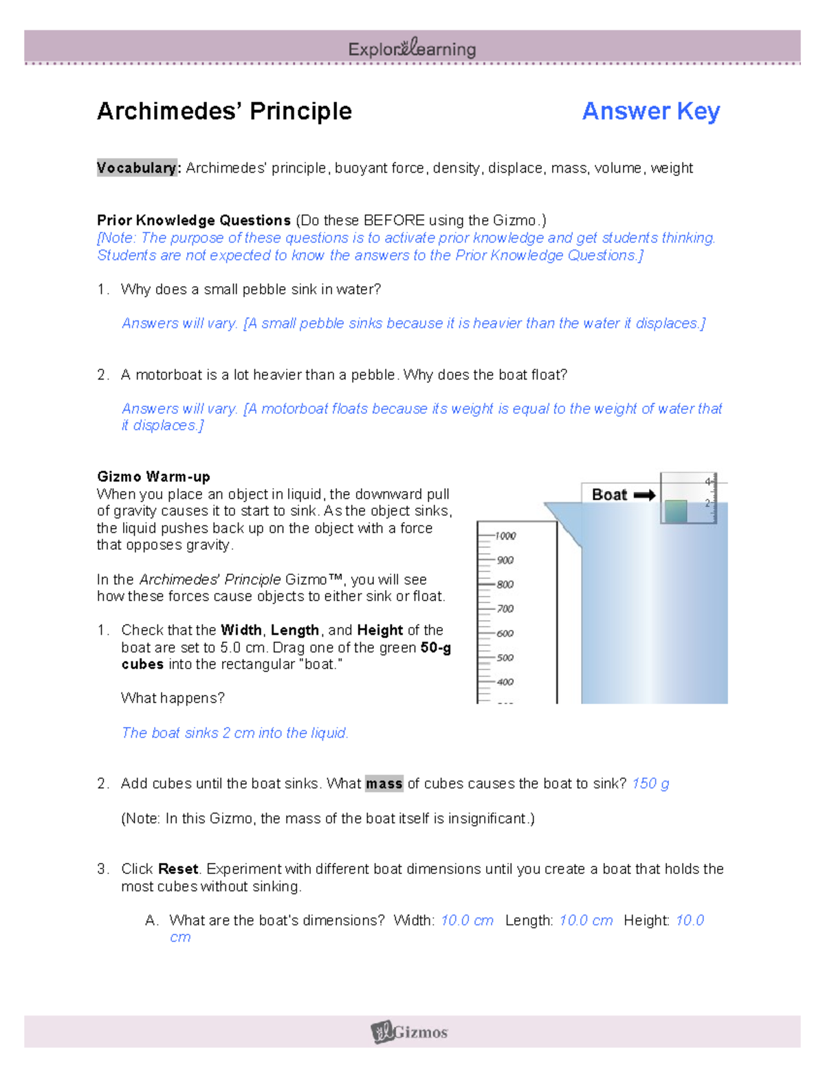 529091954 Explore Learning LM 1422971392760 - Archimedes’ Principle ...