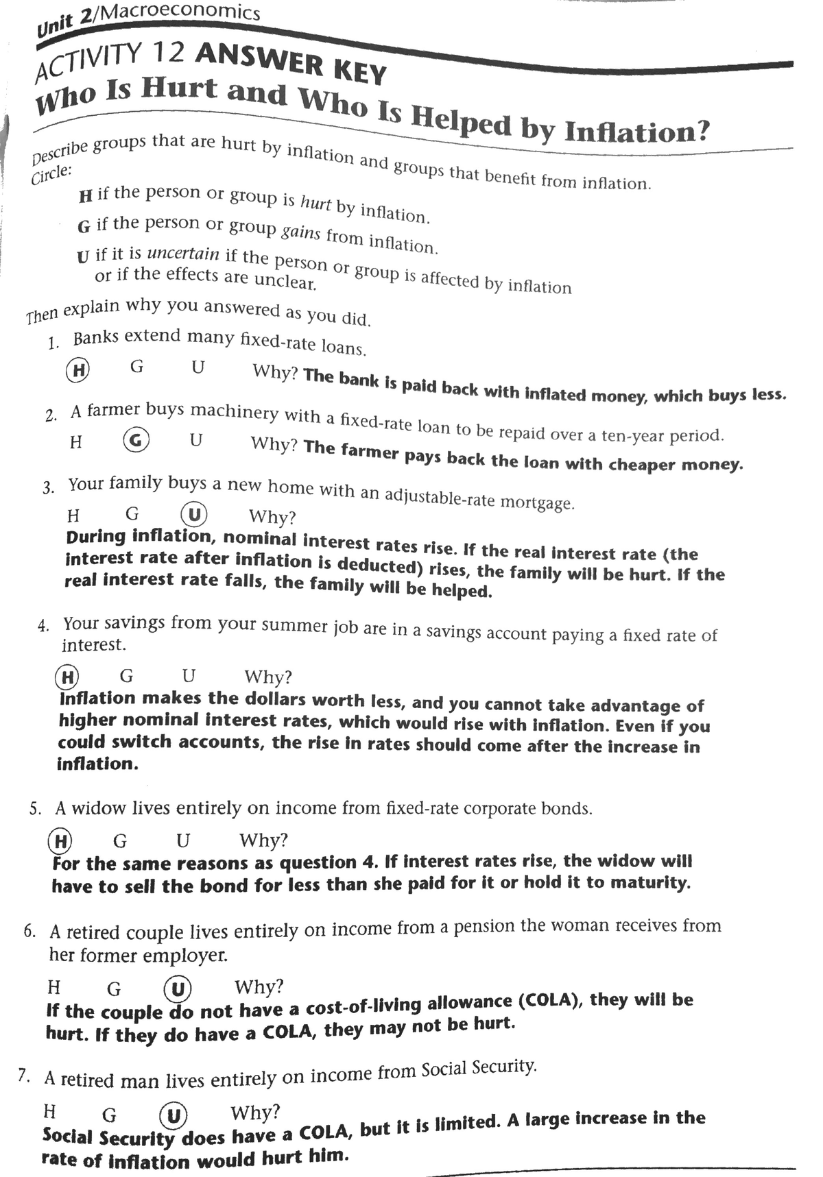 Inflation Answer Key - Who is helped-hurt - Marketing - Studocu