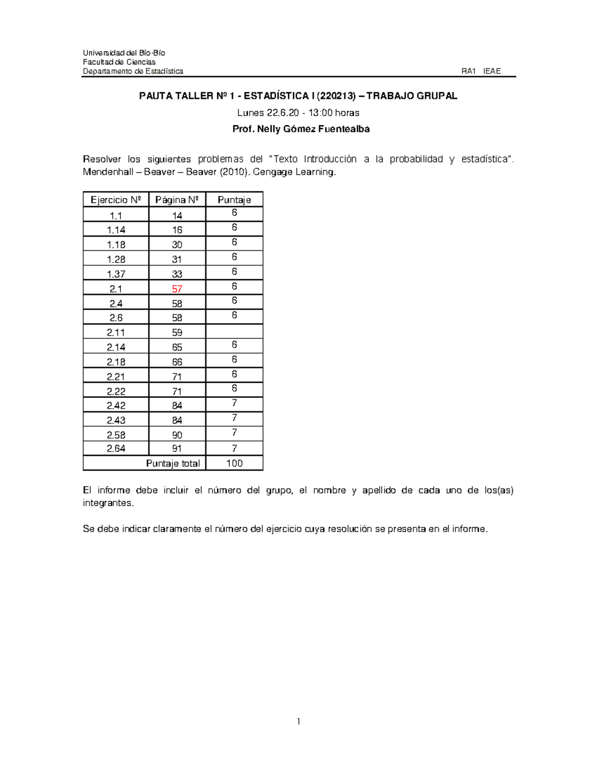Pauta Taller 1 - ejercicios - Warning: TT: undefined function: 32 Universidad del Bío-Bío ...