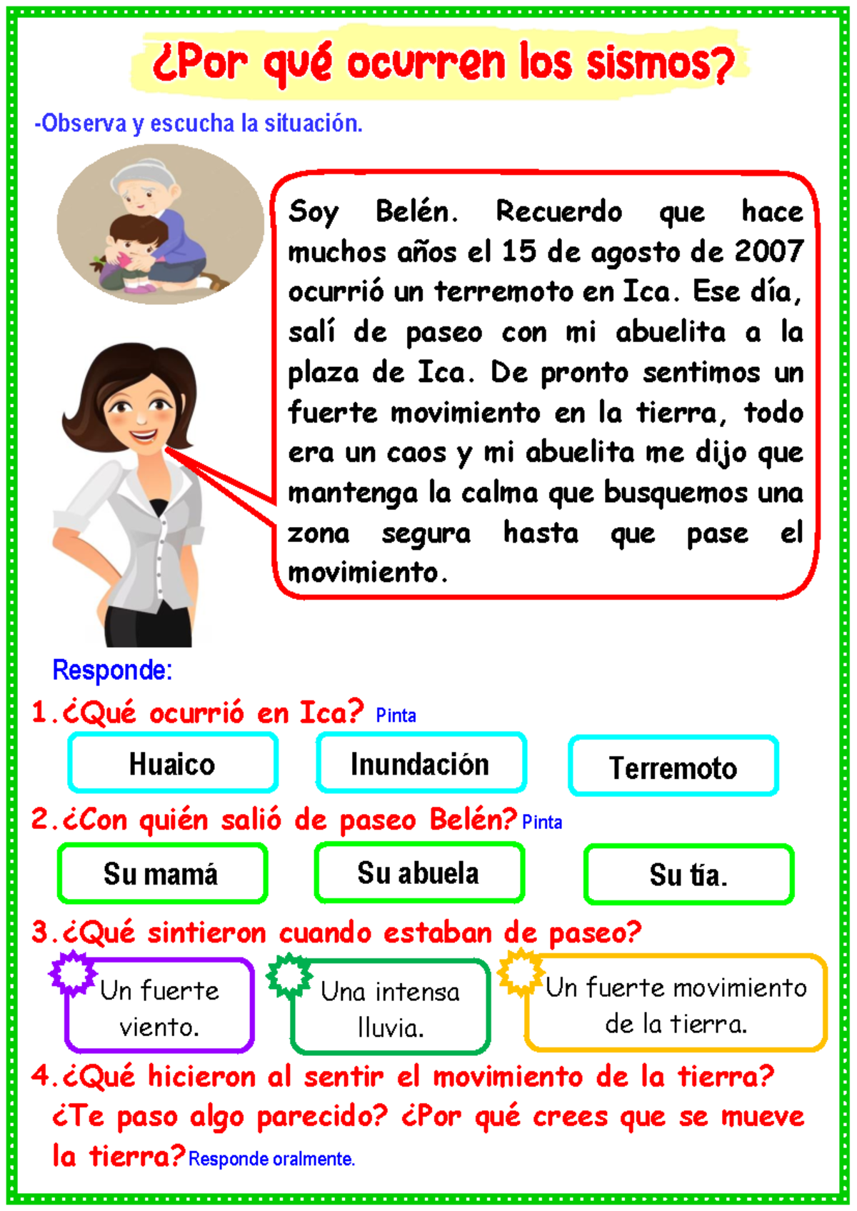 Ficha POR QUÉ Ocurren LOS Terremotos - Responde: 1.¿Qué ocurrió en Ica ...