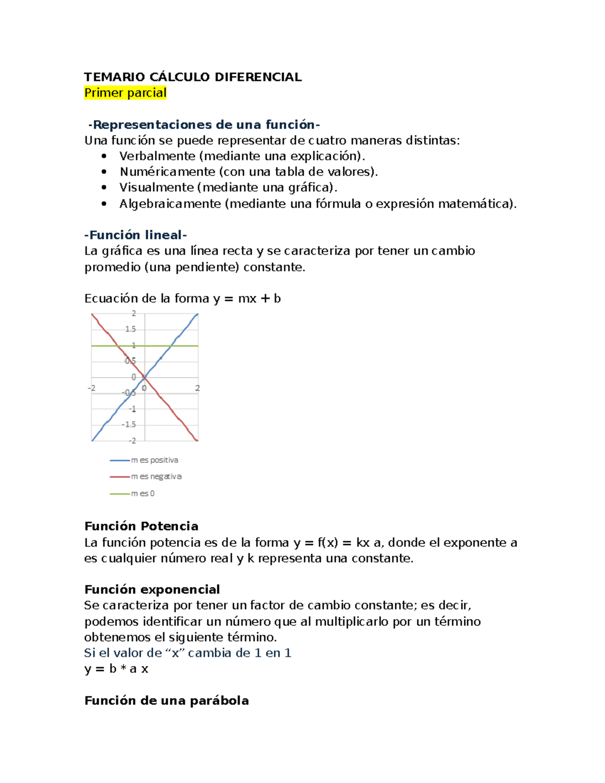 Temario Cálculo Diferencial - TEMARIO CÁLCULO DIFERENCIAL Primer ...