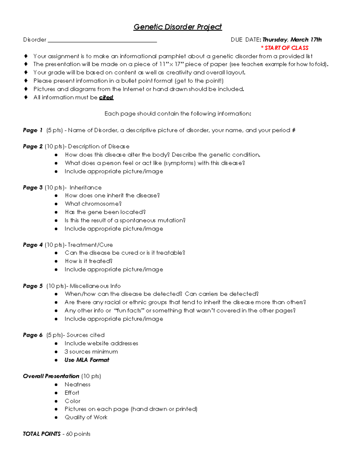 Genetic Disorders Project - Genetic Disorder Project Disorder