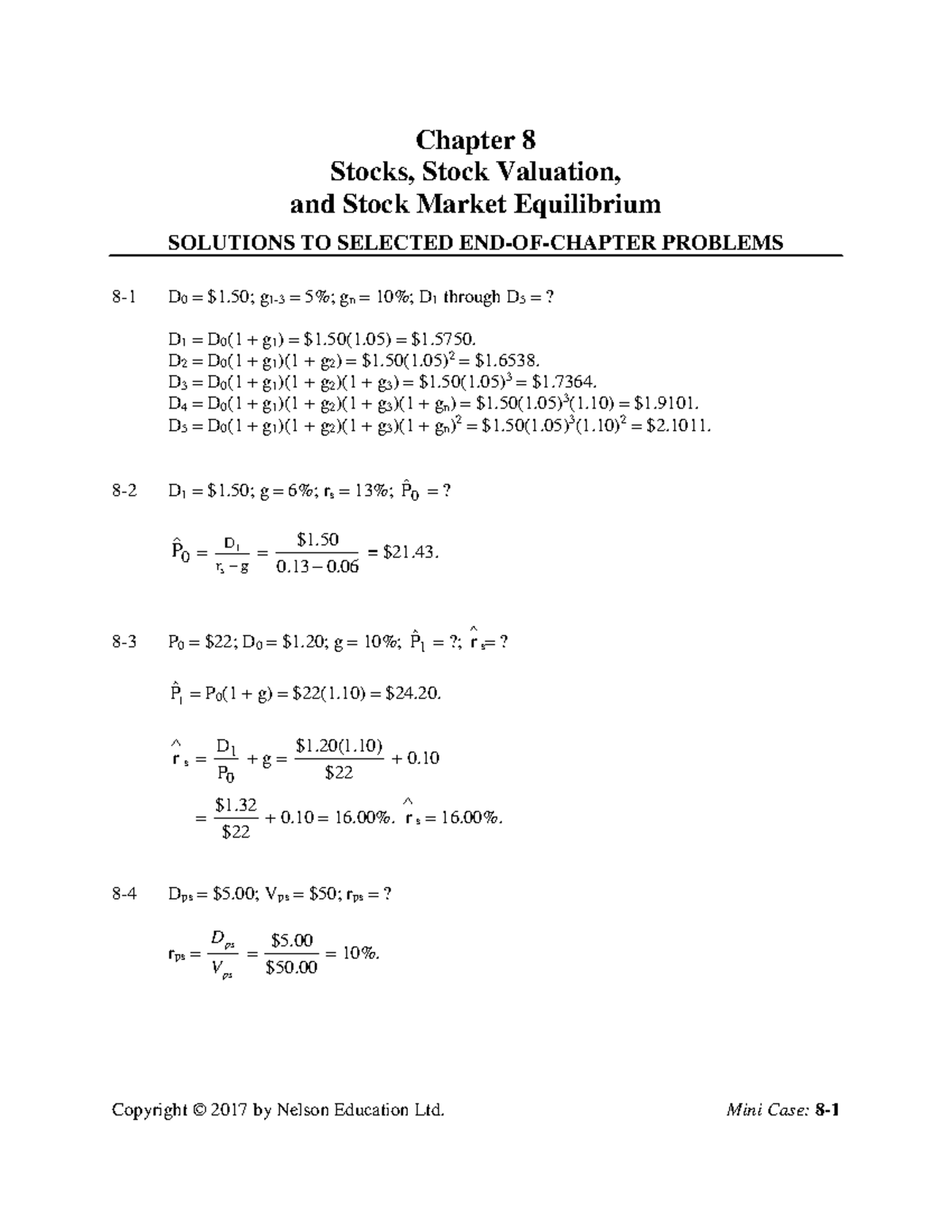 Ch 08 Selected Solution - Copyright © 2017 by Nelson Education Ltd ...