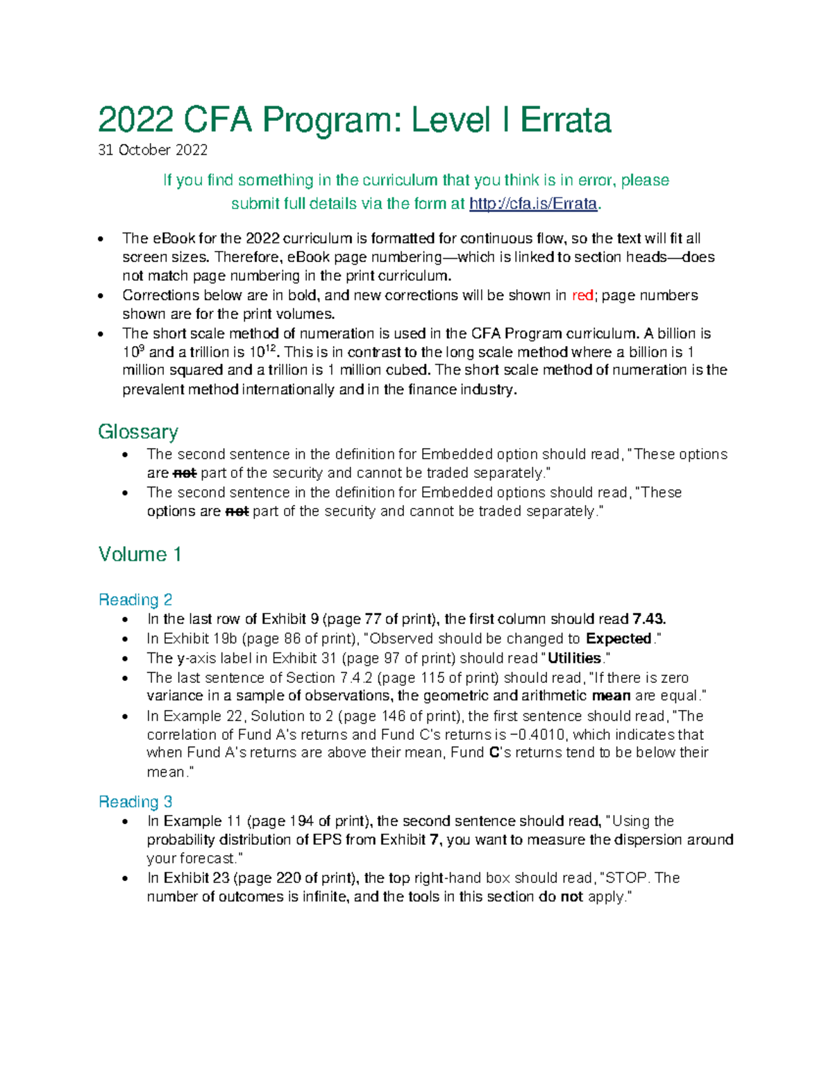 2022 cfa level i errata - 2022 CFA Program: Level I Errata 31 October 2022 If you find something ...