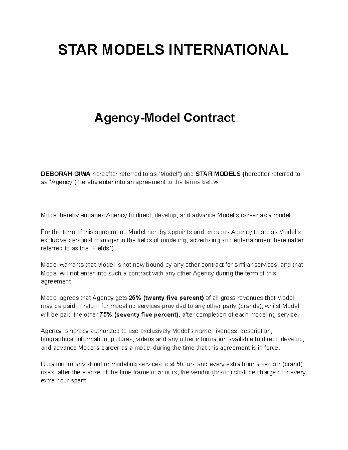 STAR Models Contract - readdd - STAR MODELS INTERNATIONAL Agency-Model ...