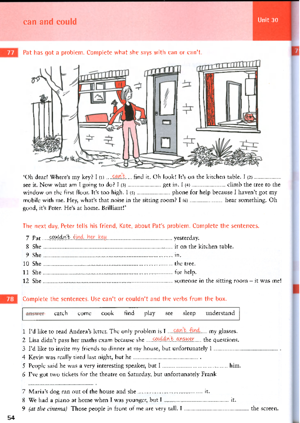 Bài tập can could - abc - can and could Unit 30 Pat has got a problem ...