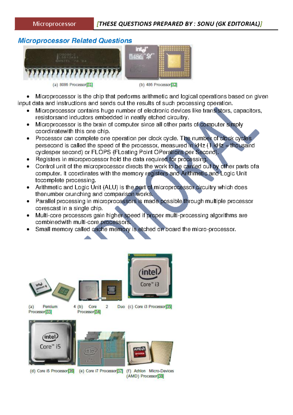 Microprocessor questions - Microprocessor Related Questions Microprocessor is the chip that ...