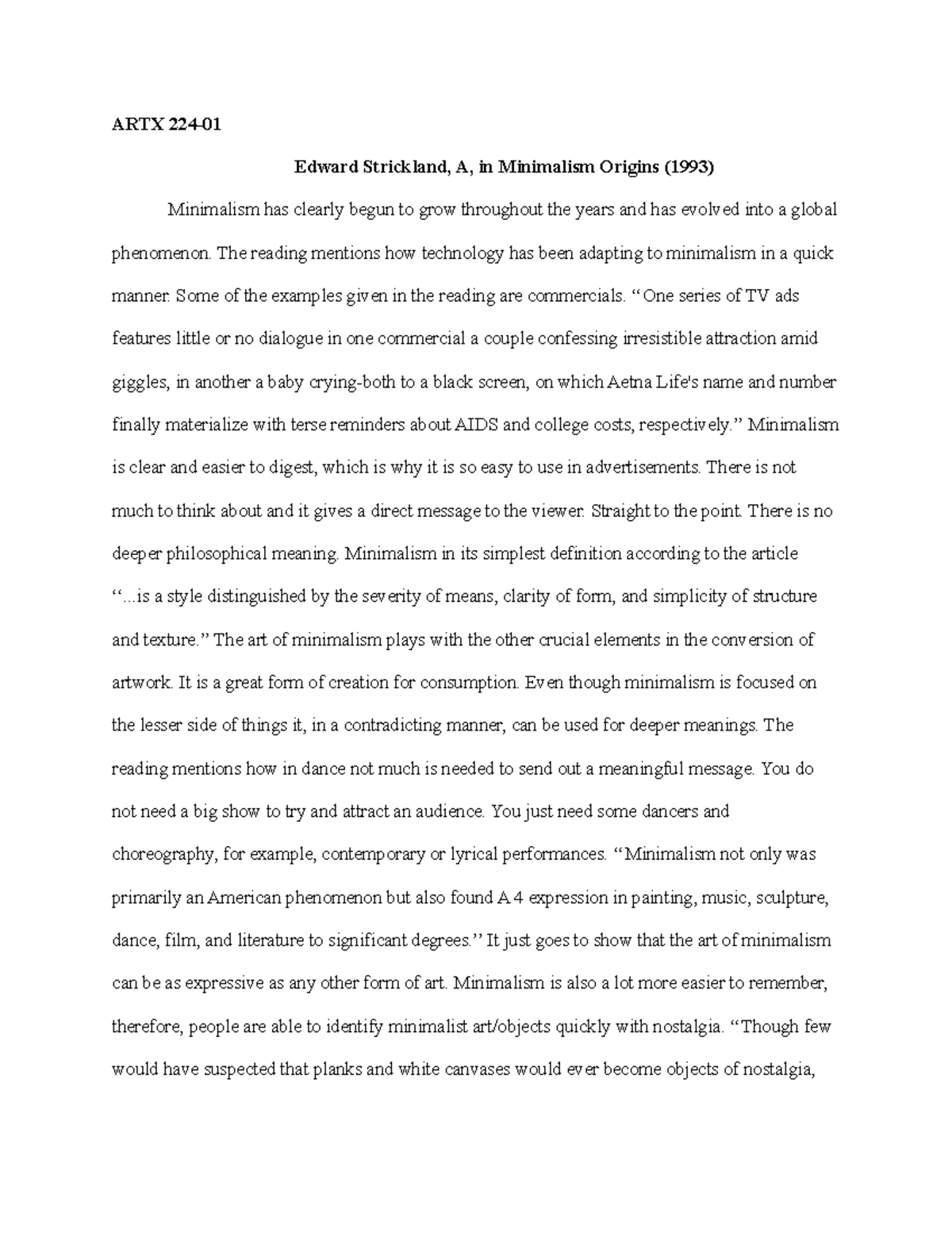 Reader Report - Edward Strickland, A , in Minimalism Origins (1993 ...