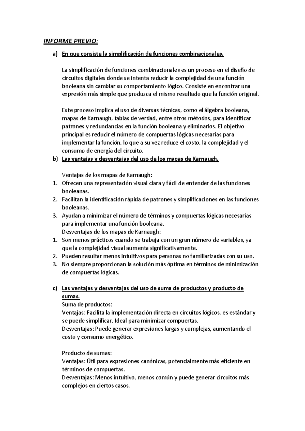 Informe Previo - INFORME PREVIO: a) En que consiste la simplificación ...