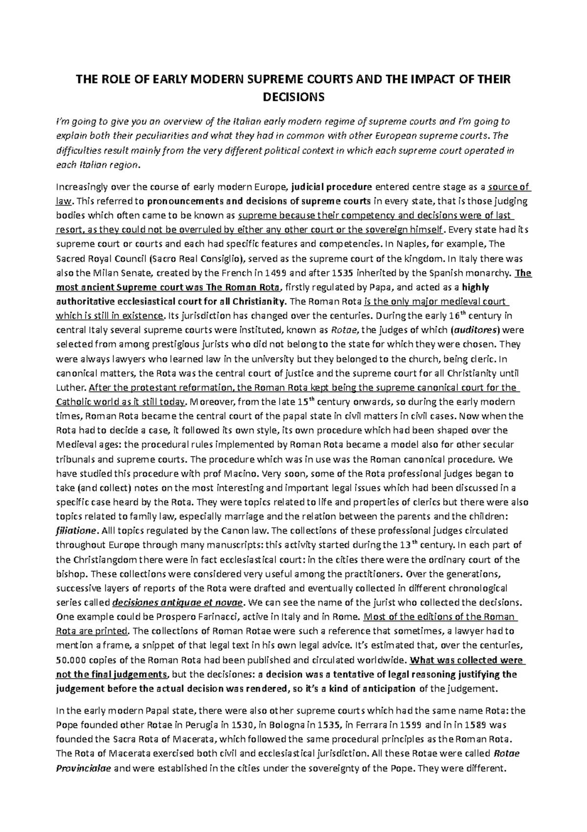 Lezione 2 - THE ROLE OF Early Modern Supreme Courts - THE ROLE OF EARLY ...