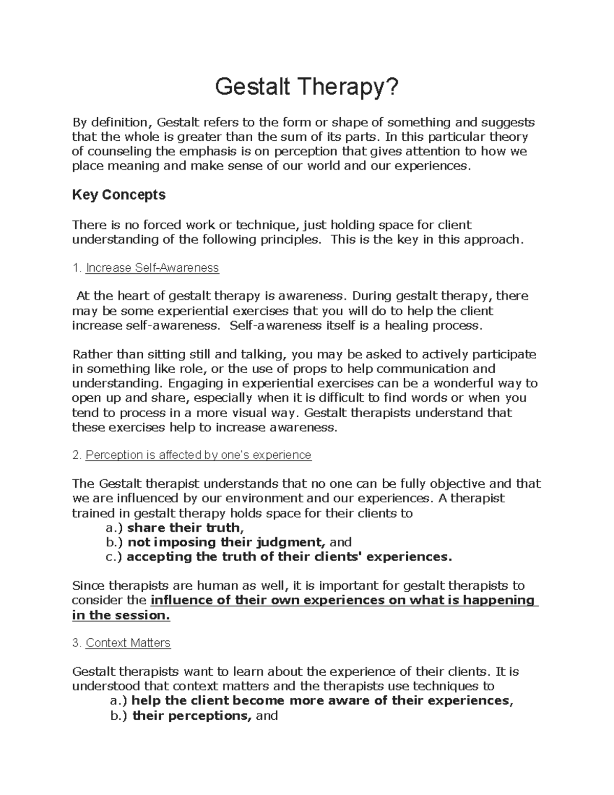 Gestalt Thearpy - Introduction to Counseling and Psychotherapy ...