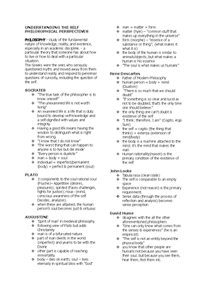 Multiple self vs. Unified self - Multiple self a psychoanalytic theory that views the self as ...