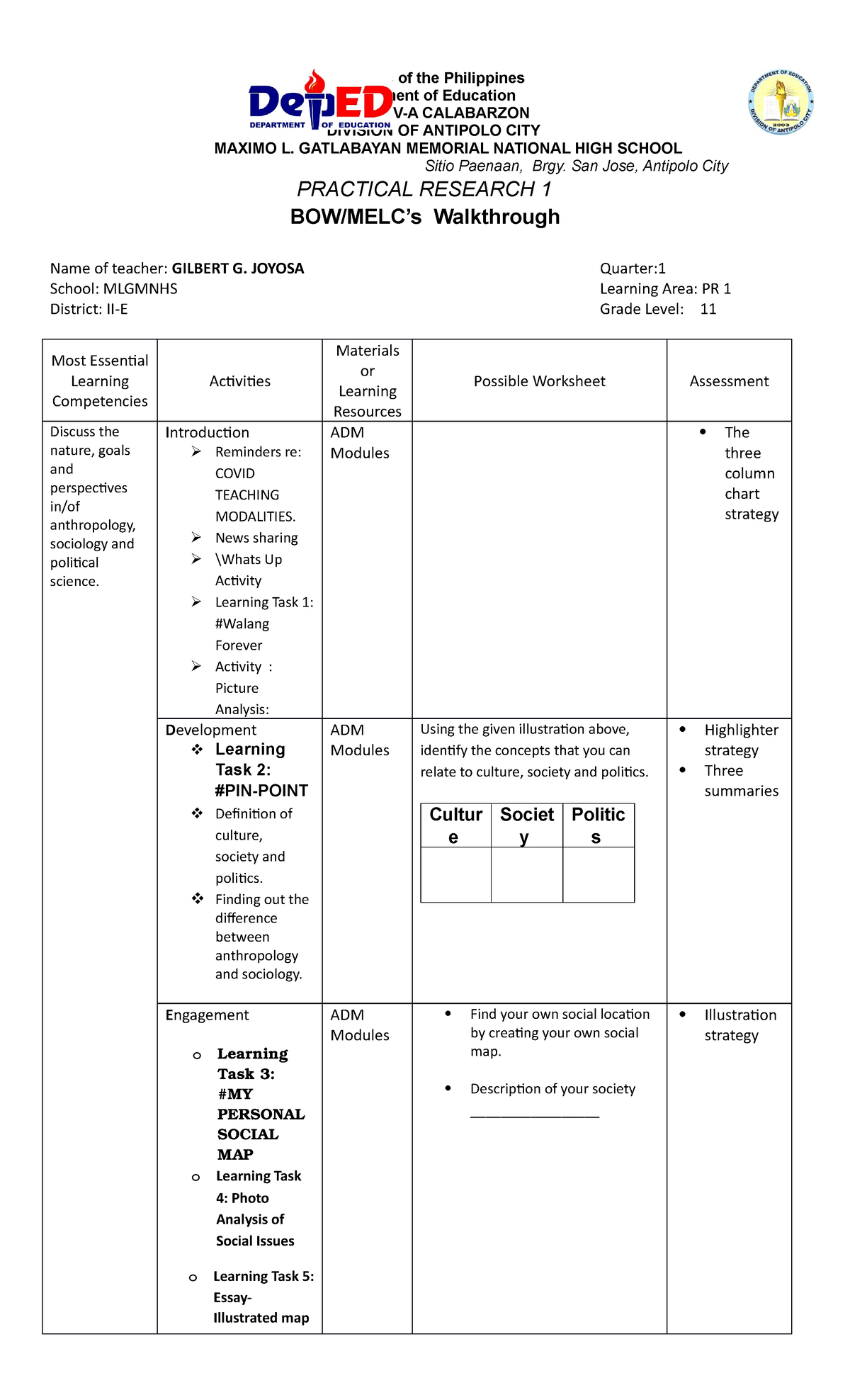 Walkthrough - Republic of the Philippines Department of Education ...
