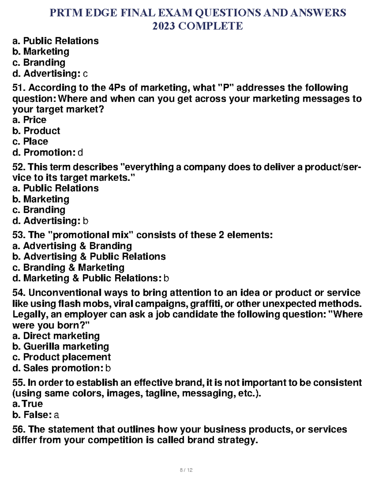PRTM EDGE Final EXAM Questions AND Answers 2023 Complete-8 - PRTM EDGE ...