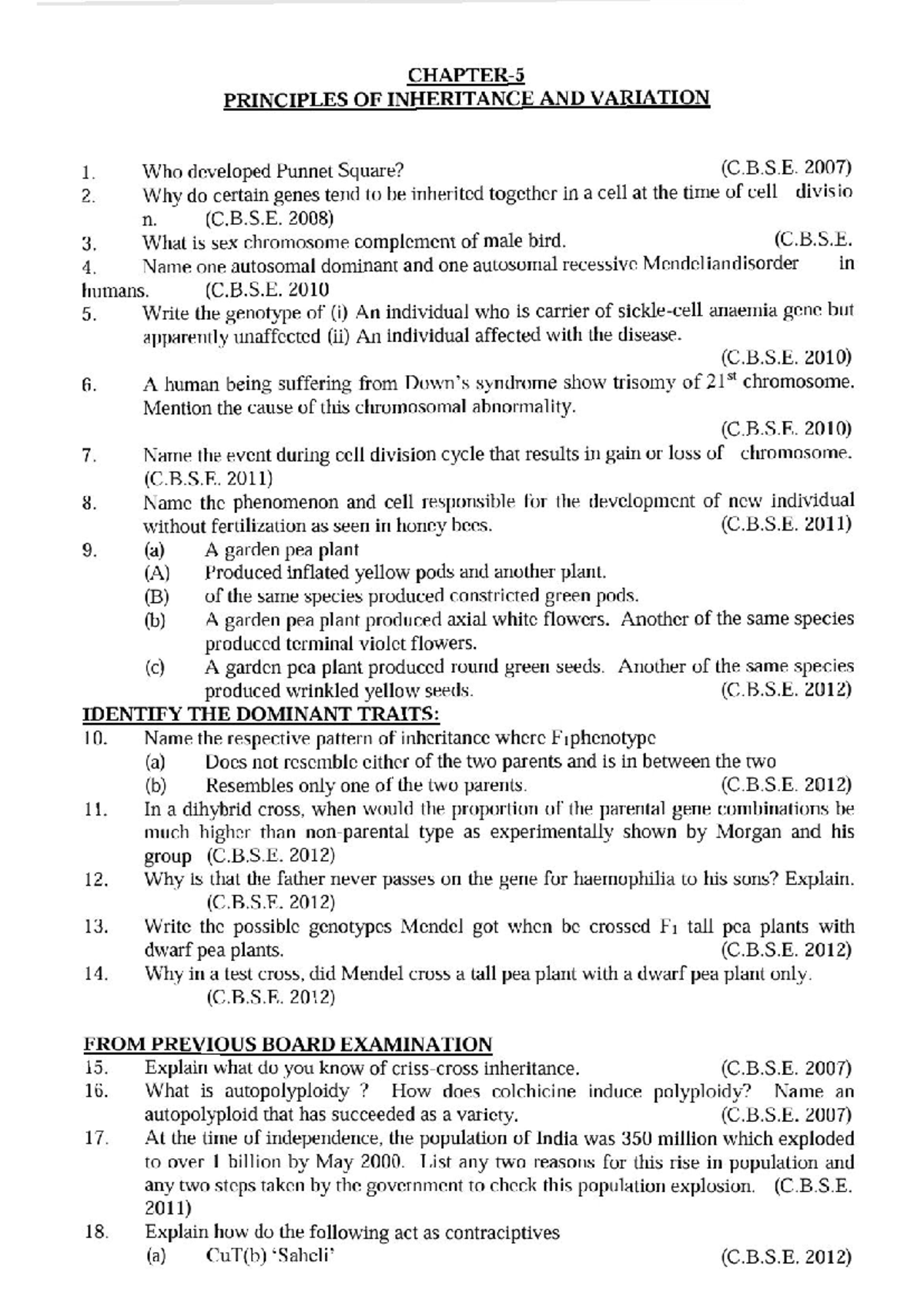 Genetics Questions - it contains all essential notes - PRINCIPLES OF ...