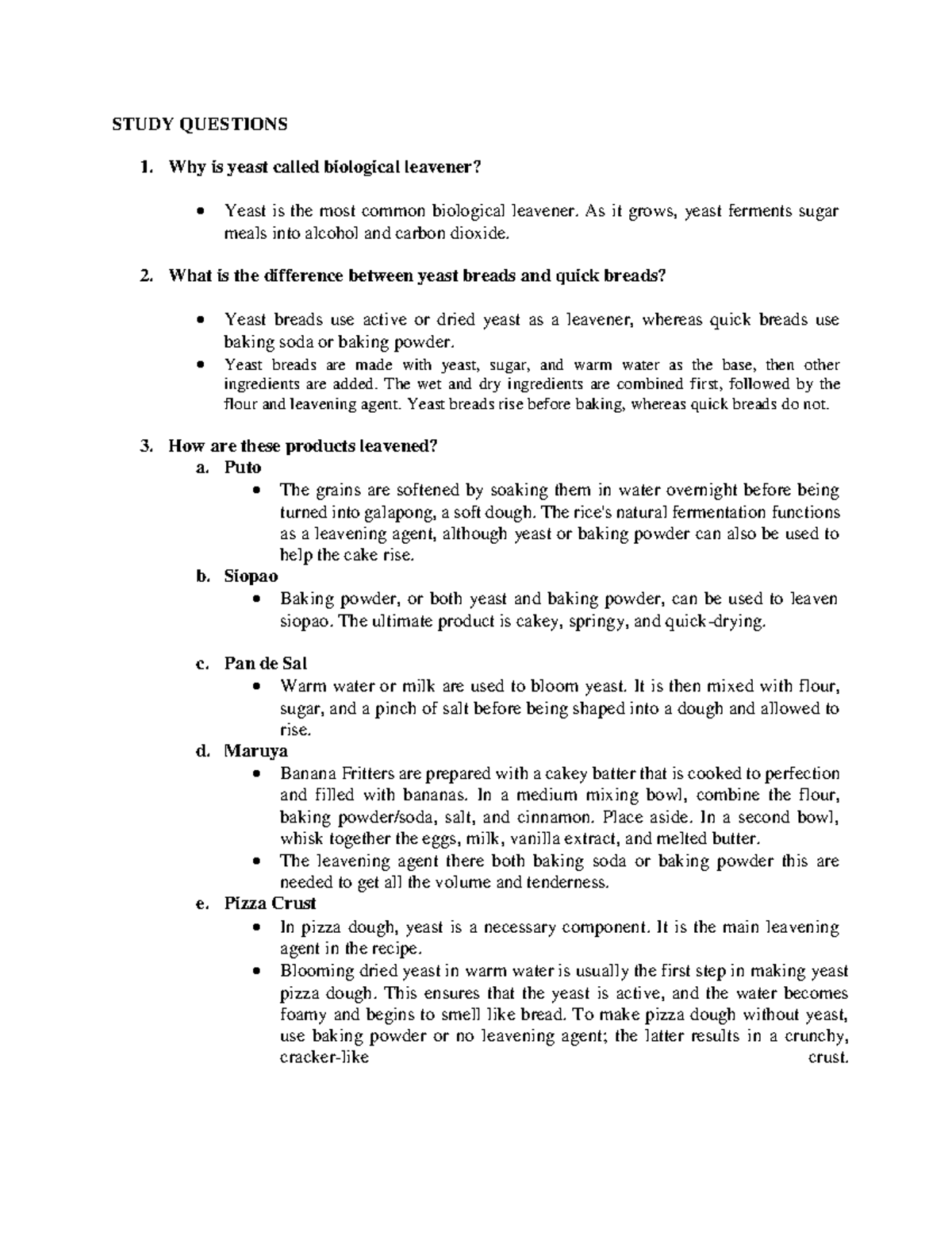 Yeast and Bread Activity - STUDY QUESTIONS Why is yeast called ...