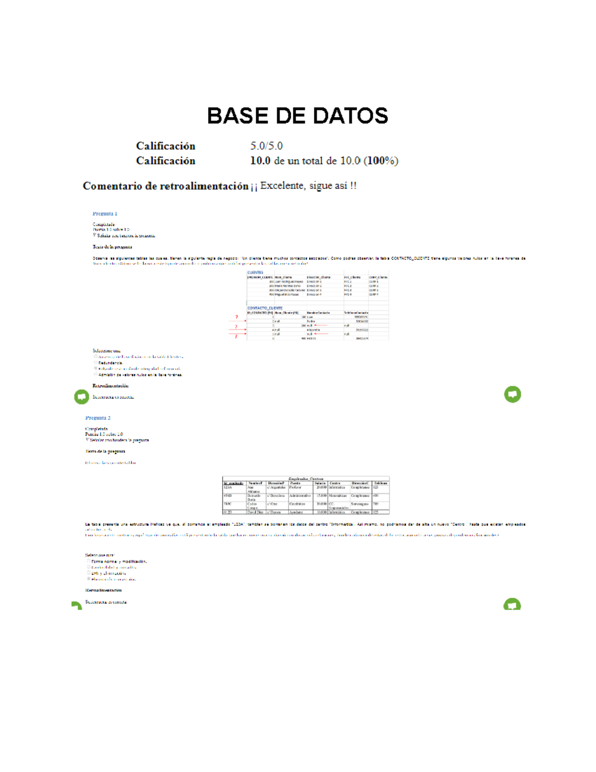 Base de datos, examen semana 4 - BASE DE DATOS - Studocu