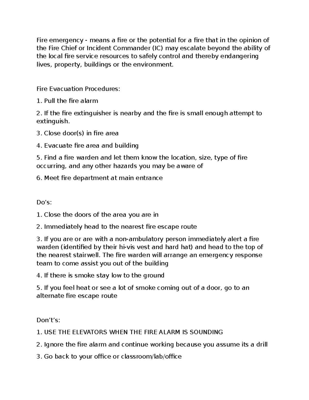 Fire-Emergency - TP for BOSH - Fire emergency - means a fire or the ...