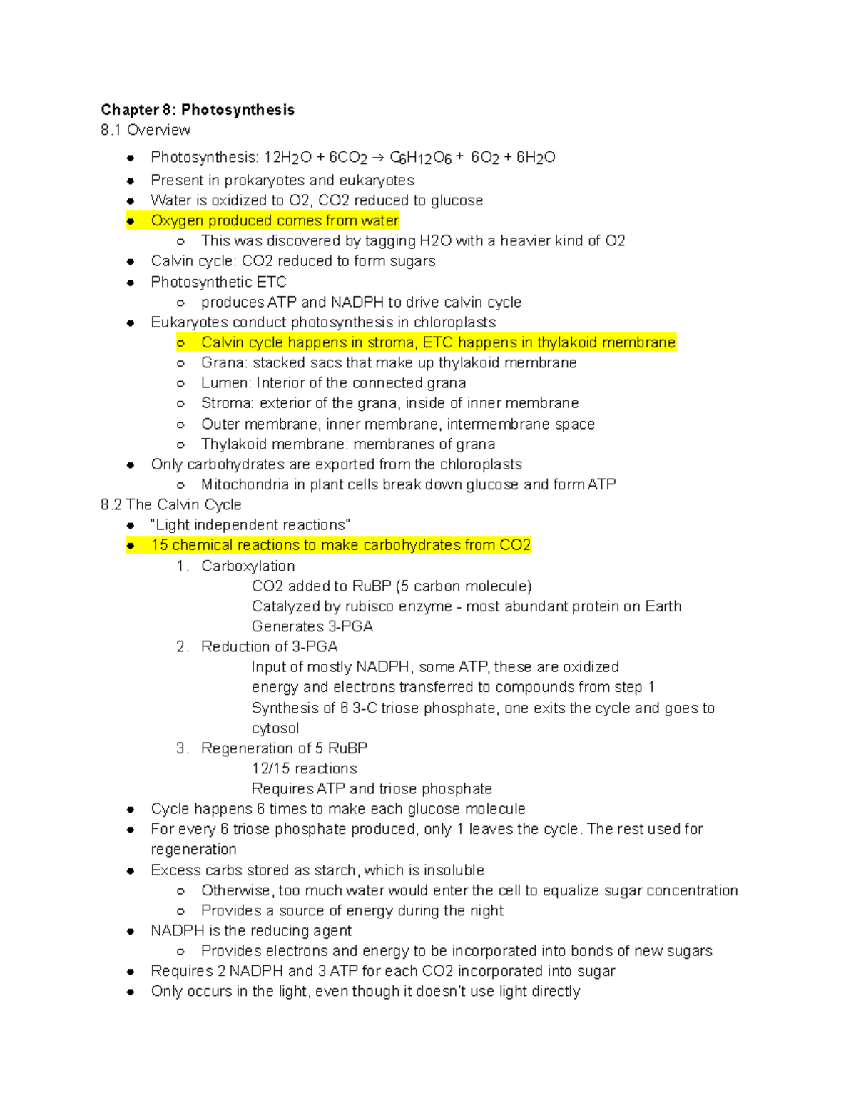 Ch.8 Photosynthesis - Chapter 8: Photosynthesis 8 Overview ...