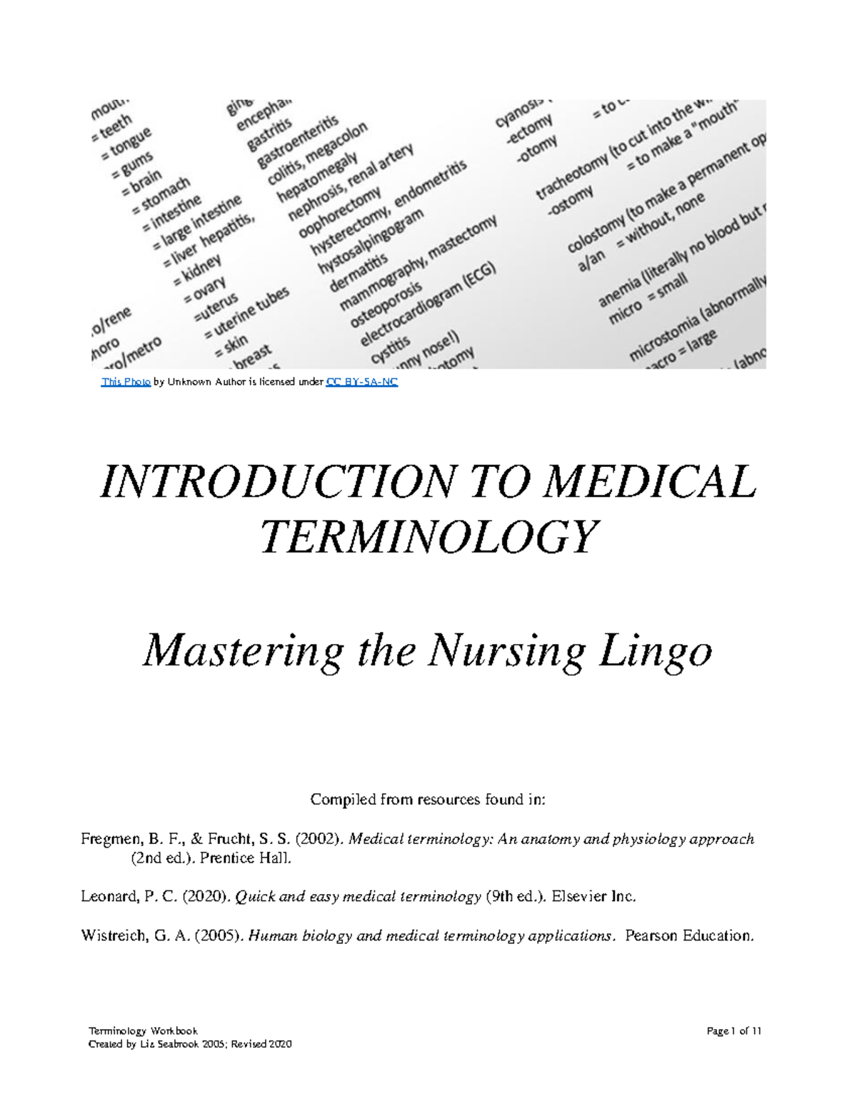 Medical Terminology Module 1-4 - Terminology Workbook Page 1 of 11 ...