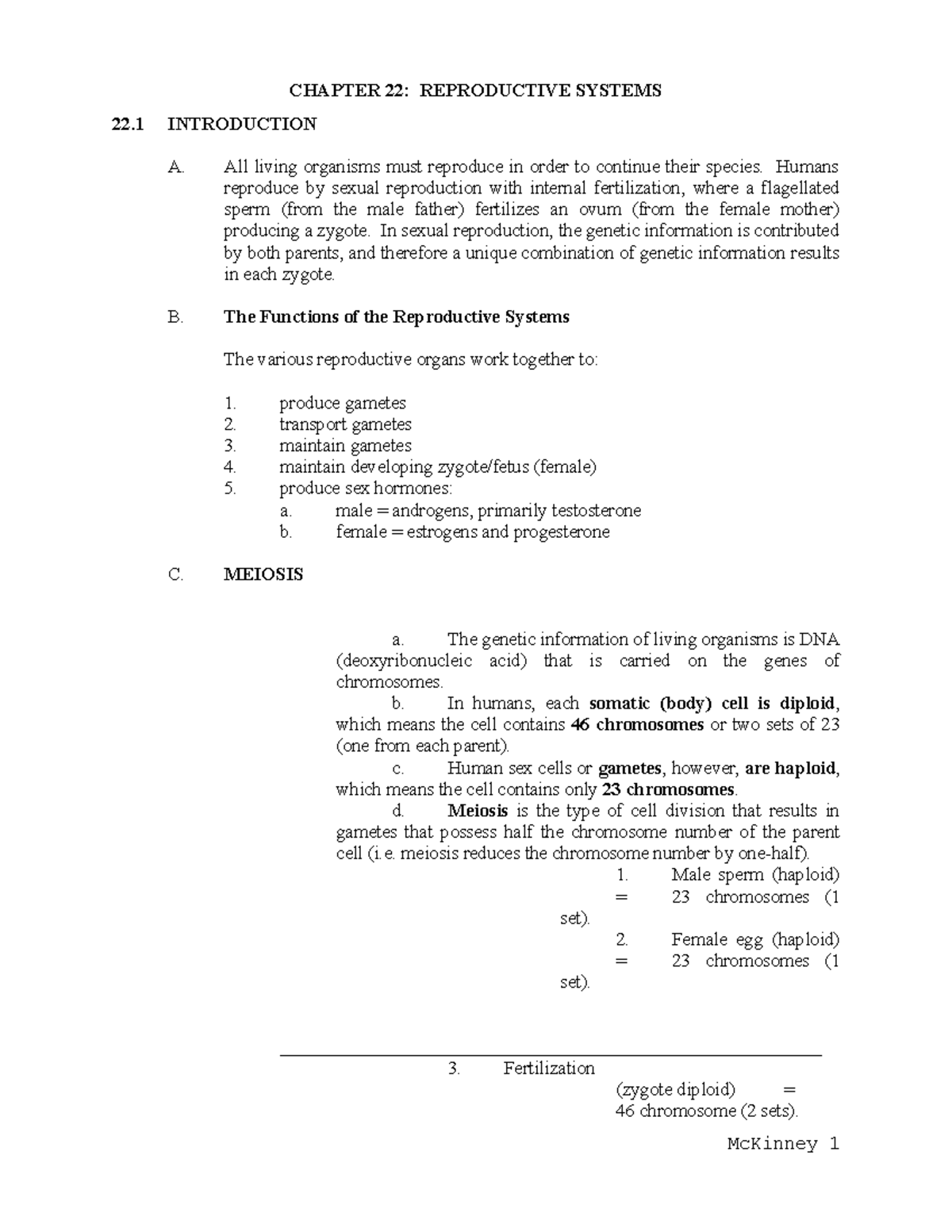 CH 22 Reproductive Notes - 22 INTRODUCTION A. All living organisms must ...