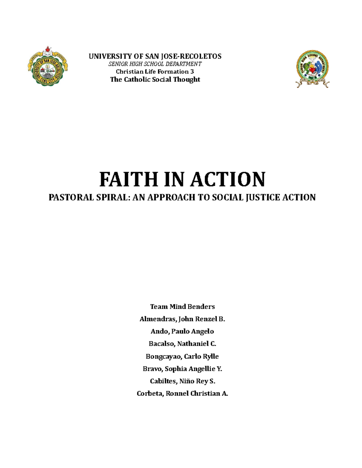 CLF 3 PT Faith in Action Paper - UNIVERSITY OF SAN JOSE-RECOLETOS ...