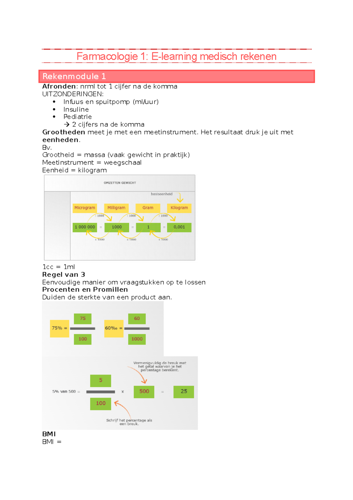 Farmacologie 1 modules medisch rekenen - Farmacologie 1: E-learning ...