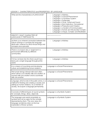 Introduction TO English Language System-prelim - LESSON 1 : THE NATURE ...