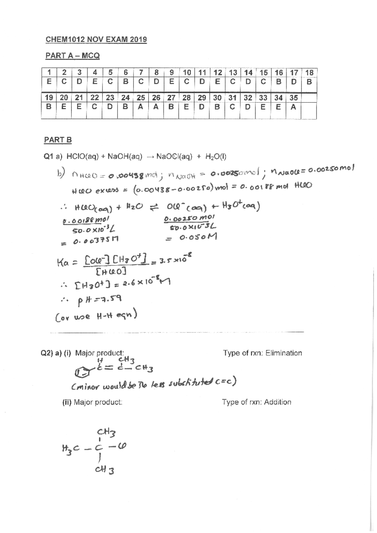CHEM1012 NOV 2019 MEMO - CHEM 1012A - Studocu
