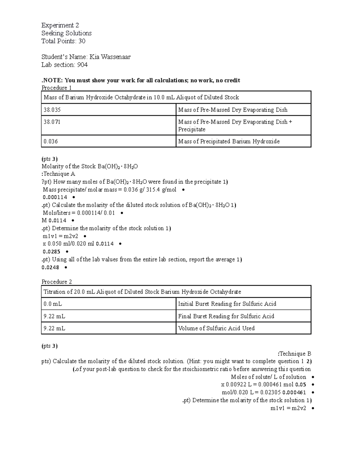 CHEM 110 L - Experiment 2 Seeking Solutions - Experiment 2 Seeking ...