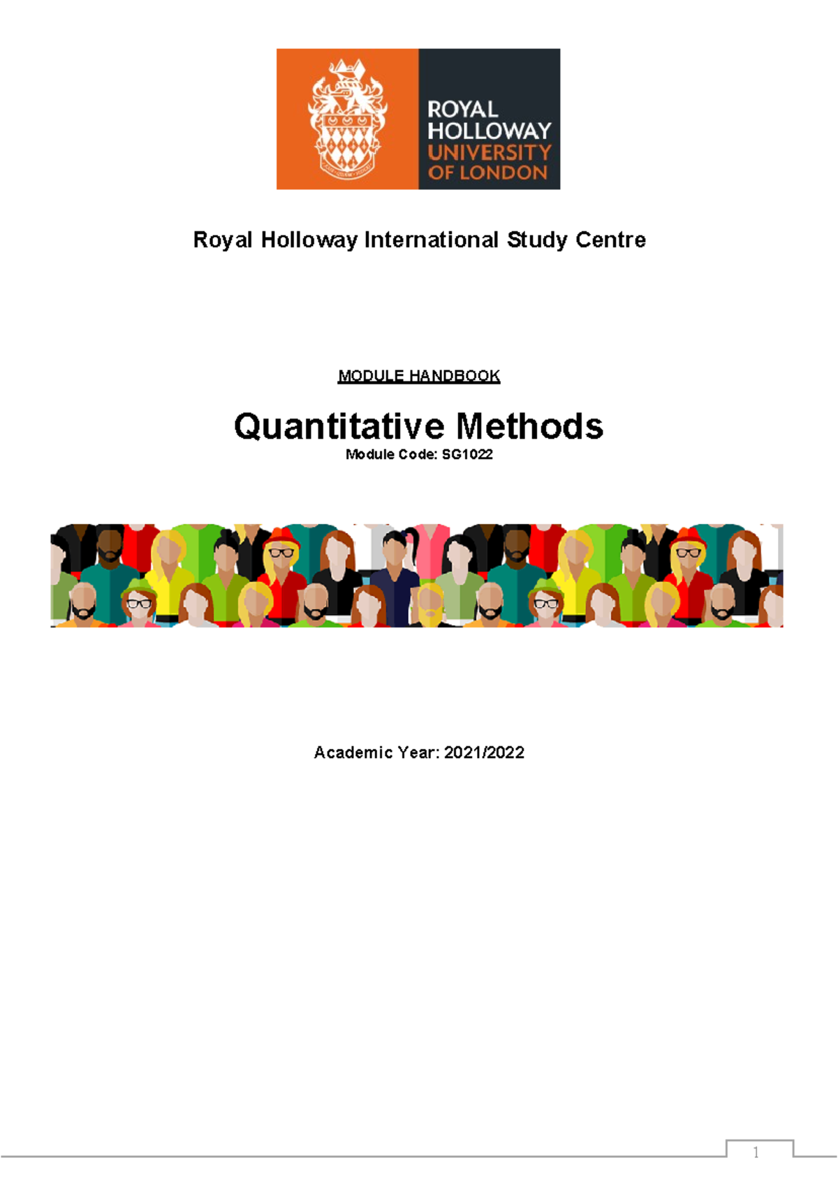 00 Quantitative Methods - Student Handbook 2021-2022 - Royal Holloway ...
