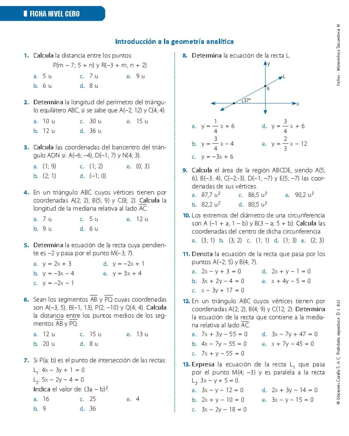 F0 286 Introducción a la geometría analítica - FICHA NIVEL CERO Fichas - Matemática Secundaria ...
