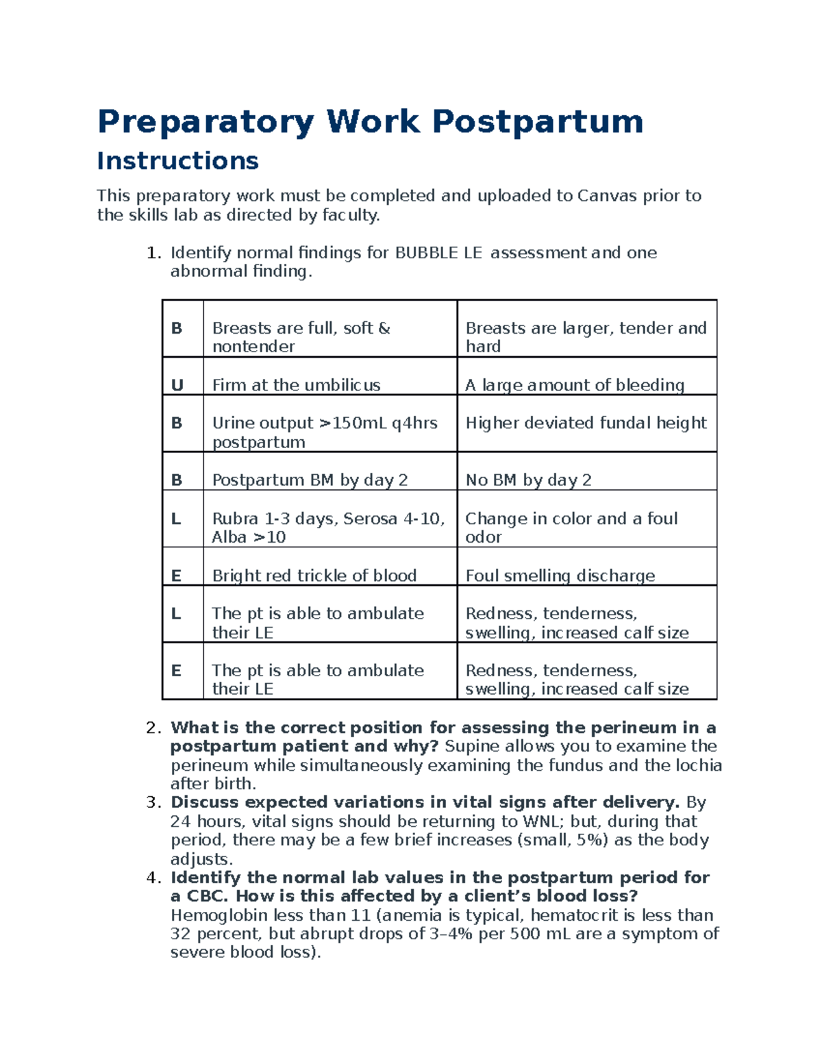 335L - TTC -Preparatory Work Postpartum - Preparatory Work Postpartum ...