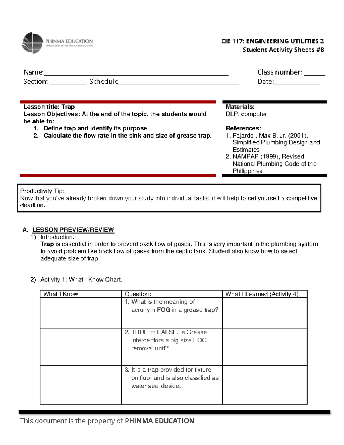 Upang CEA 3BSCE CIE117 P2 - Student Activity Sheets # - Studocu