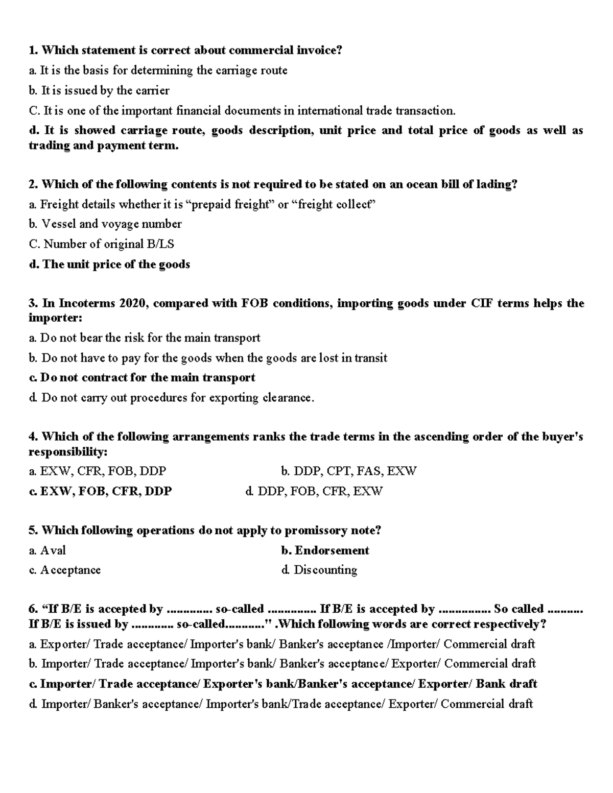 Trac Nghiem TTQT - nhhj - Which statement is correct about commercial ...