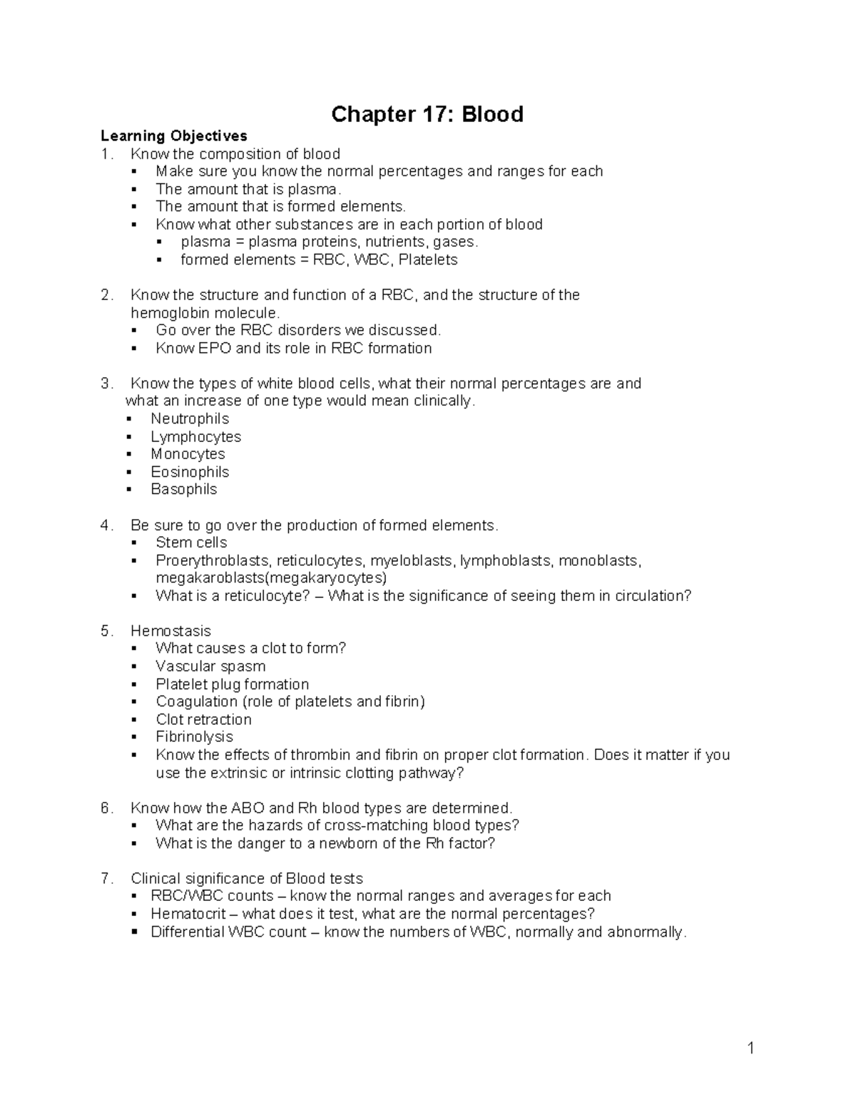 Ch 17 - Blood - Summary human anatomy and physiology - Chapter 17 ...